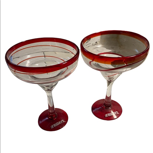 TGIFridays | Dining | Tgi Fridays Red Swirl Margarita Glasses | Poshmark